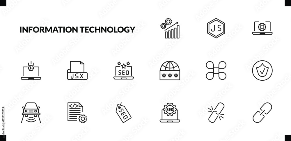 outline information technology icons set. editable linear js, software ...