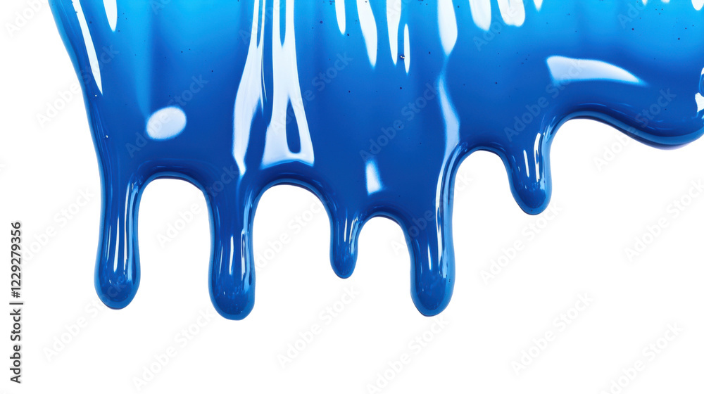 Vivid blue paint dripping on transparent background. Transparent ...