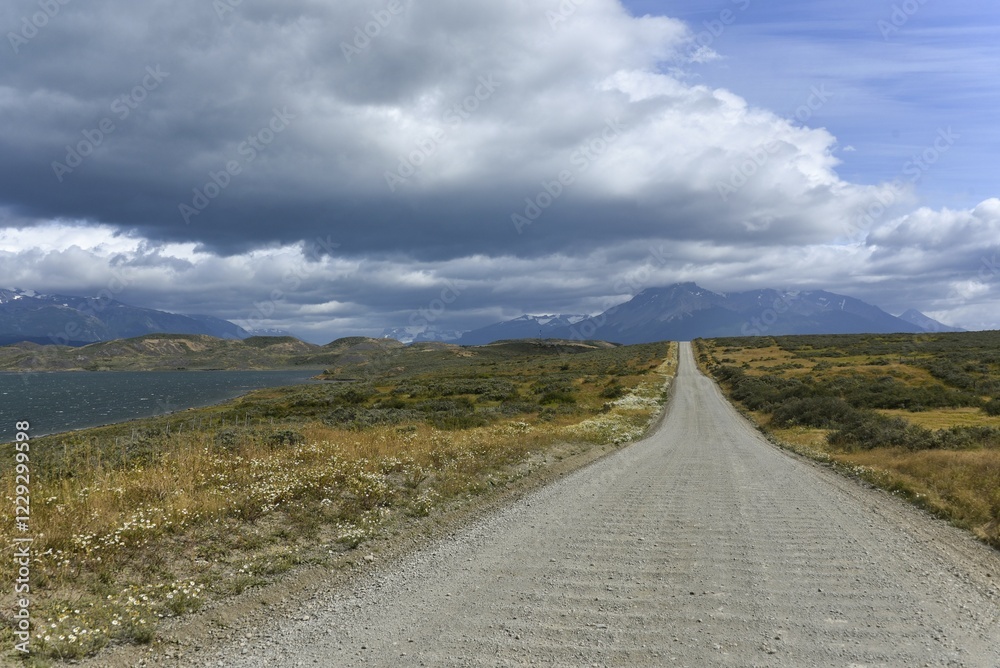 Corrugated iron road of Carretera Austral, dirt road, gravel road, Ruta ...