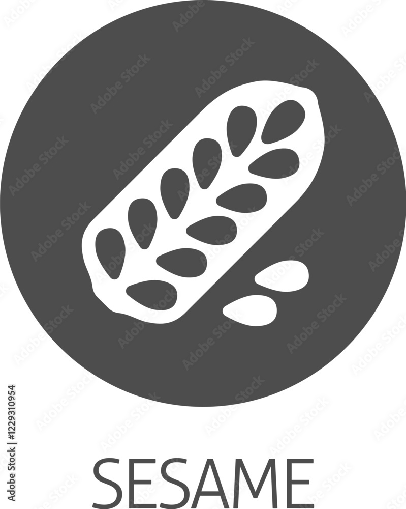 A sesame seed and capsule pod food allergen icon concept. Possibly an ...