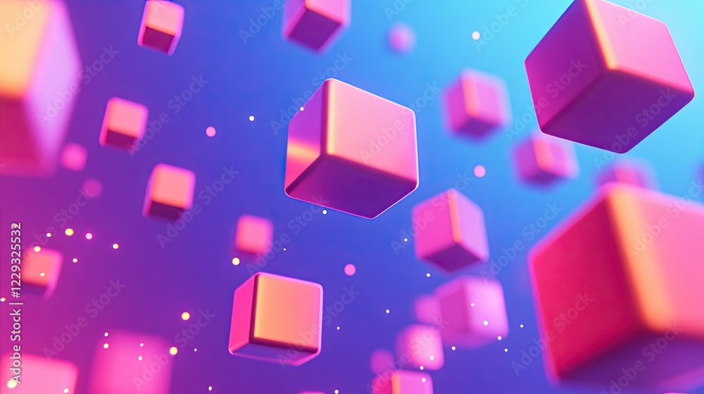 Inside machines, code generates a 3D world with a blue tech background ...