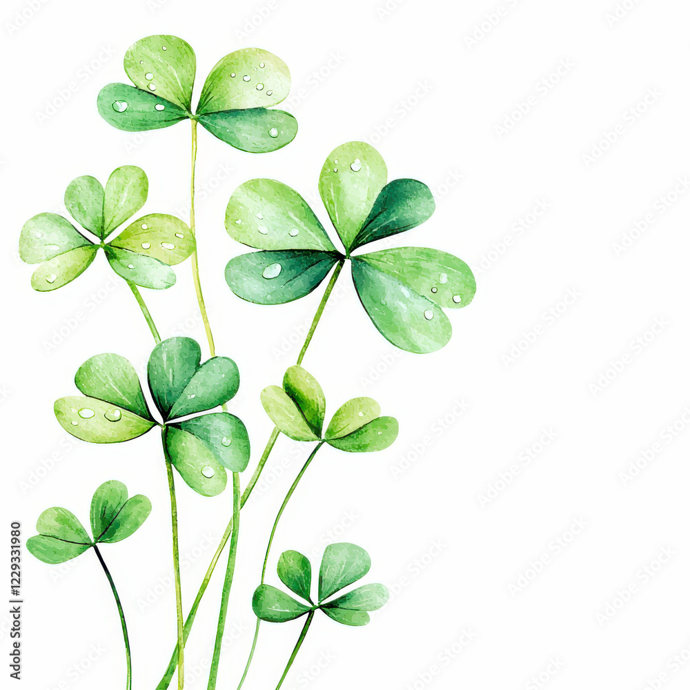 Four leaf clover, lucky leaf concept. Clover leaves with raindrops ...