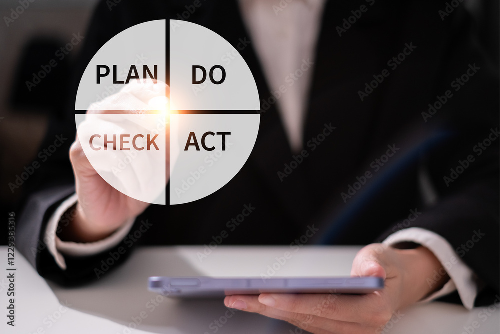 PDCA Plan do check act cycle diagram flow model process management ...