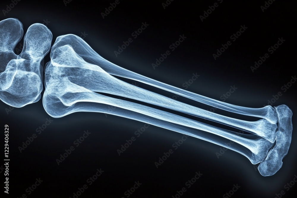 Detailed view of human bones in an X-ray showcasing the forearm ...