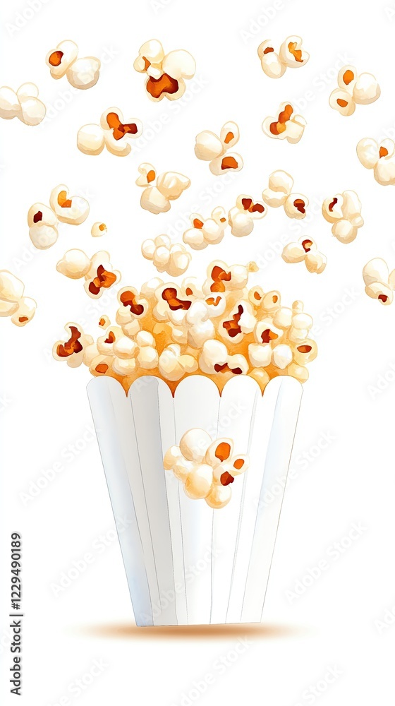Popcorn explosion with kernels popping in mid-air, fun and dynamic ...