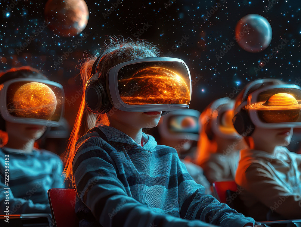 Students engage in immersive learning using AR headsets in a digital ...