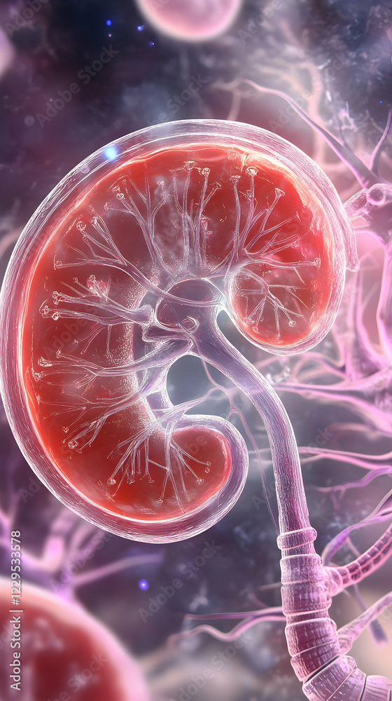 Cross-Section of a Kidney Shows Nephrons Filtering Waste from Blood ...