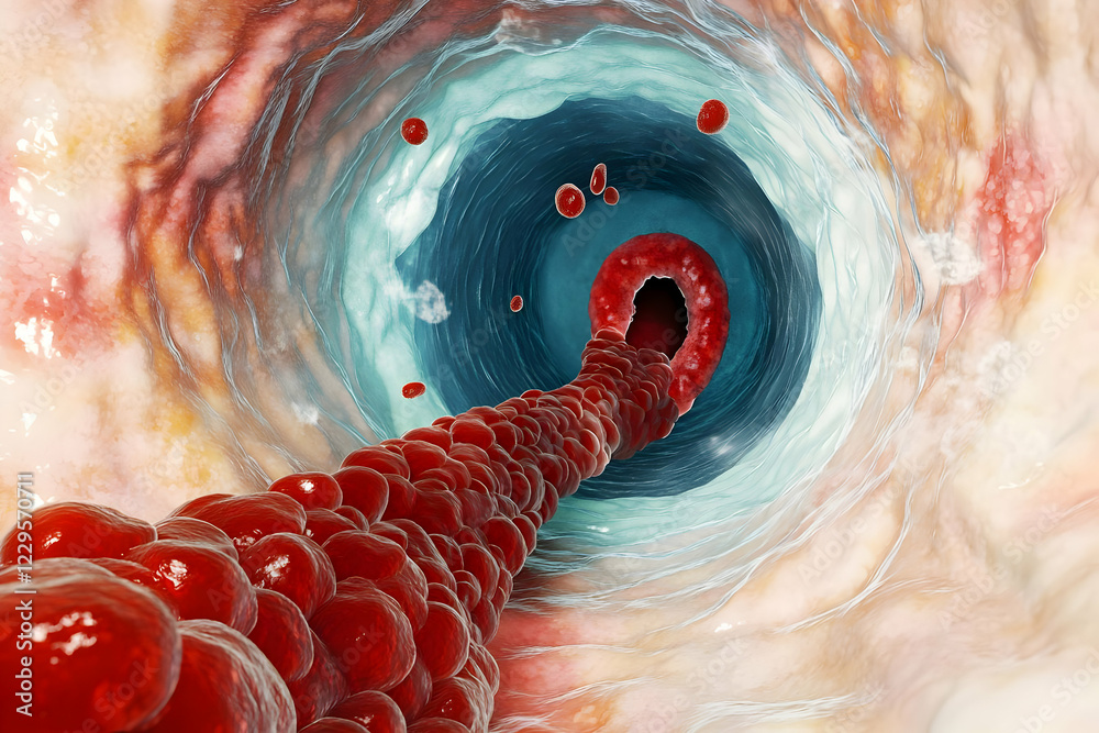 Blood Clot Forms in Artery, Blocking Blood Flow Completely with Red ...