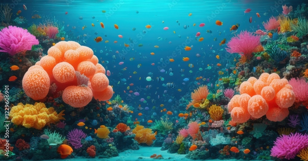 Coral reef where diverse species coexist in harmony, each playing a ...
