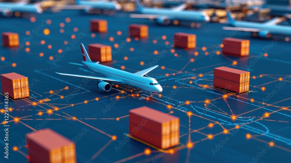 Ilustración de Stock Air cargo operations global logistics hub digital ...