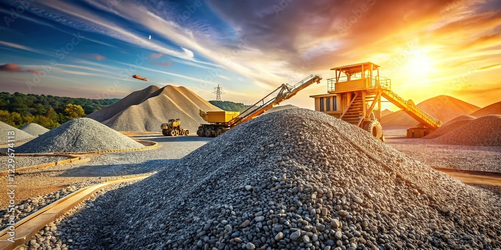 High-Resolution Image: Crushed Stone Gravel Pit for Construction & Road ...