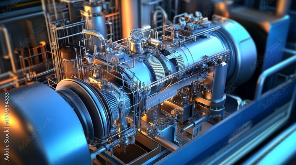 Heat recovery system integrated with an industrial turbine, labeled ...