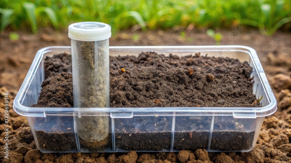 Ilustración de Stock Soil sample in plastic core box with cap and ...