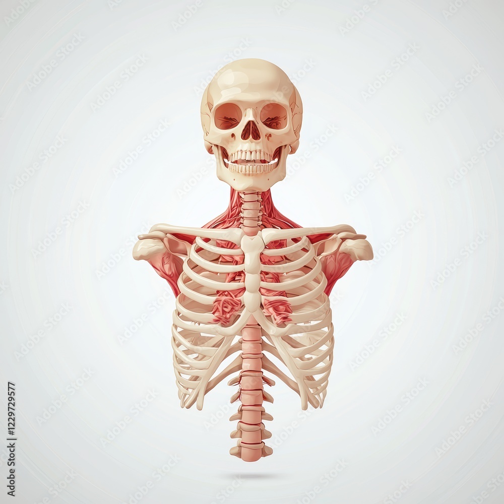 human skeleton mockup in a neutral standing pose, with customizable ...