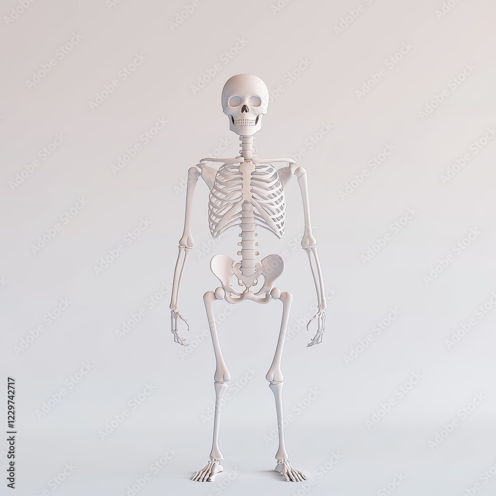 human skeleton mockup in a neutral standing pose, with customizable ...