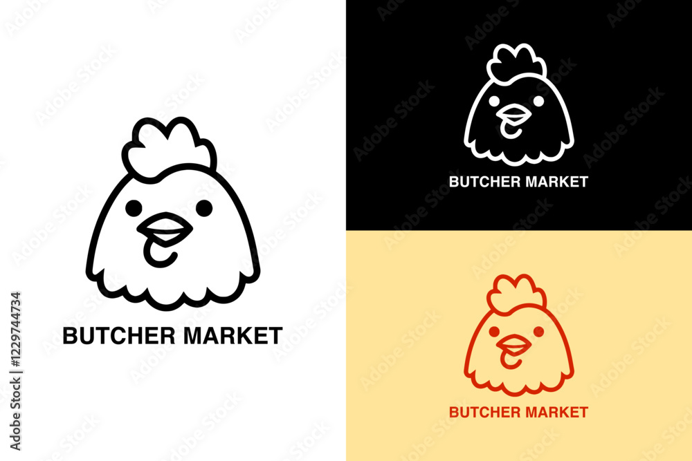 outline head of chicken, icon, thin line, vector, gourmet food, organic ...