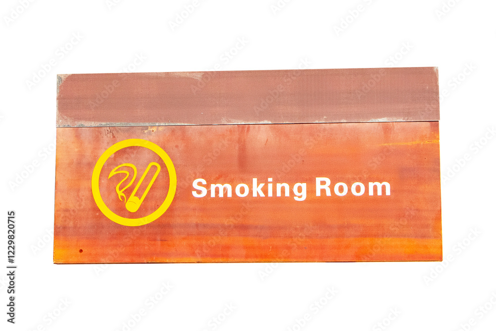 Signs smoking room wood brown with cigarette symbols and icons isolated ...
