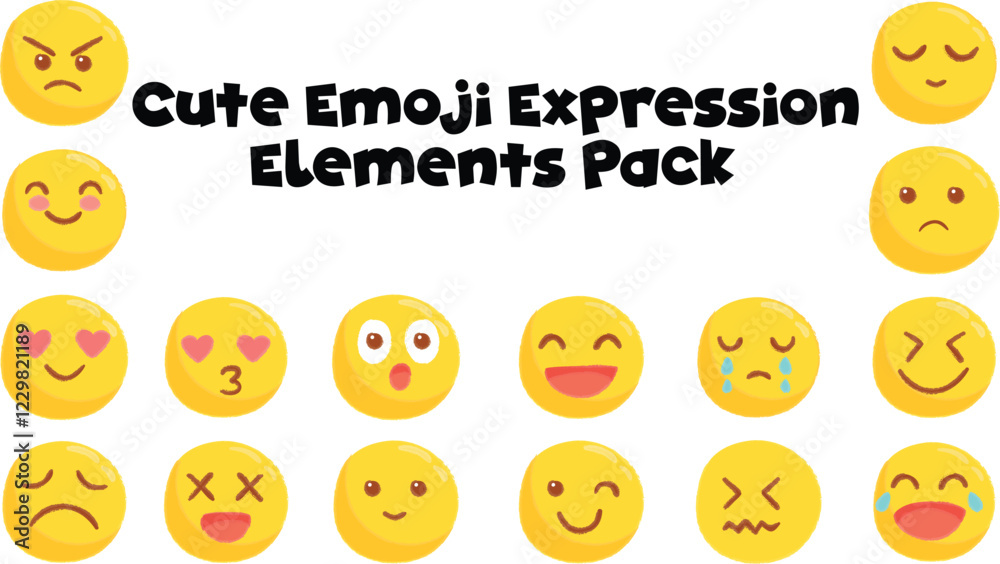 Cute Emoji Expression Elements Pack A variety of expressive emojis in a ...