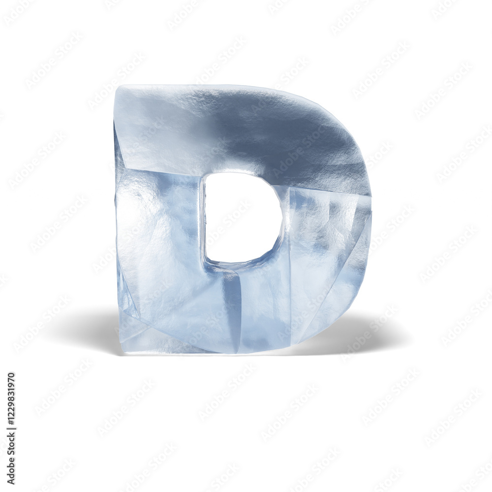 3D Ice Letter D – Frozen, Cracked, Transparent Alphabet Render. 3D, ice ...