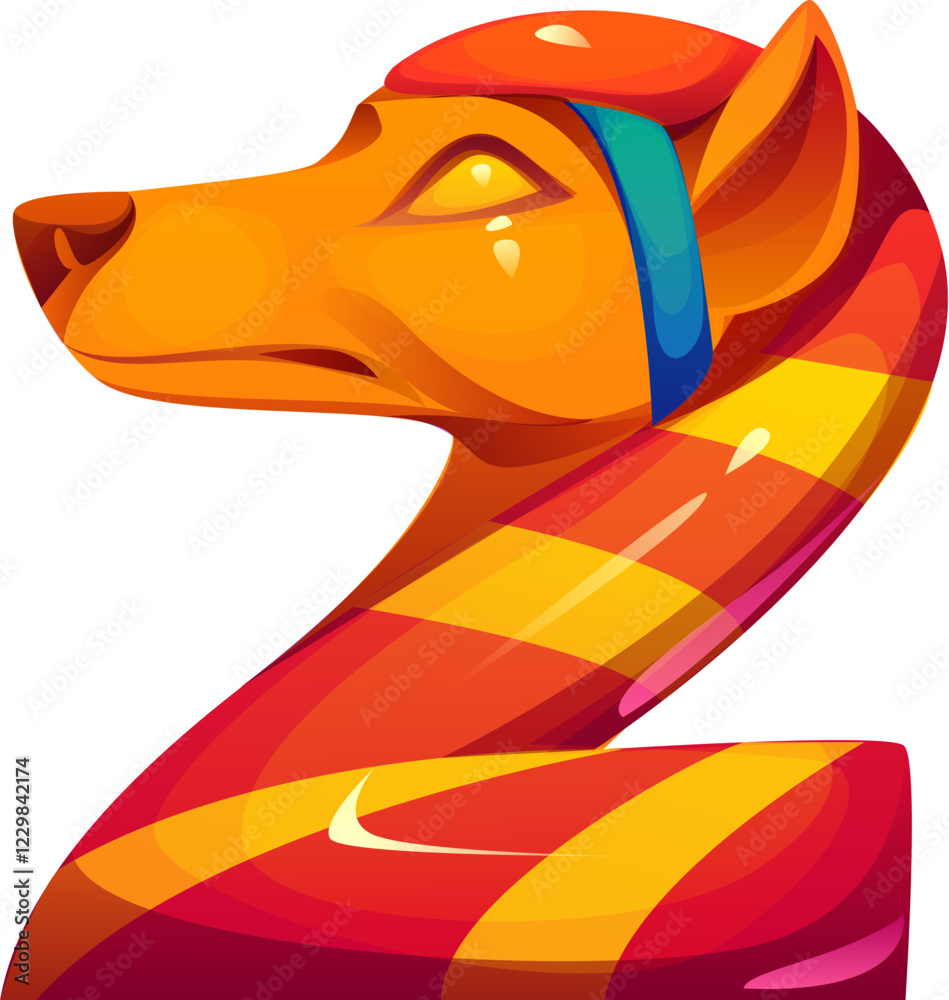 Cartoon Egyptian font jackal head Z letter. Ancient history English ABC ...