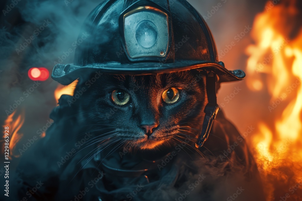 Fire station cats.Cats firefighters.Rescue cats.A tuxedo cat ...