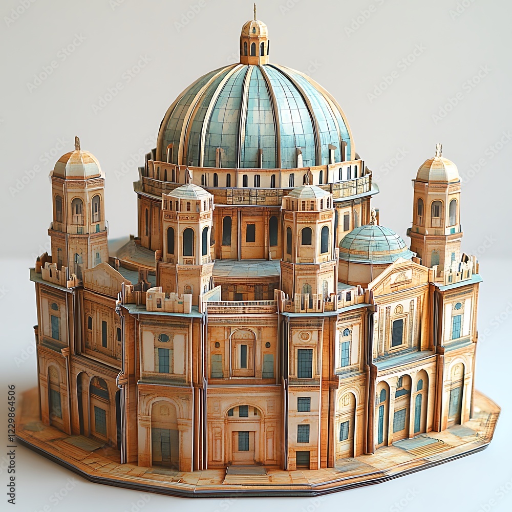 Stock-Foto „Papercraft architectural wonders, detailed 3D paper models ...