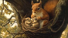 Mother Squirrel With Babies In Nest Free Stock Photo - Public Domain ...