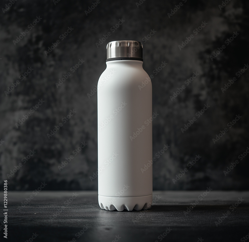 Blank white thermal bottle tumbler on a plain background, perfect for ...
