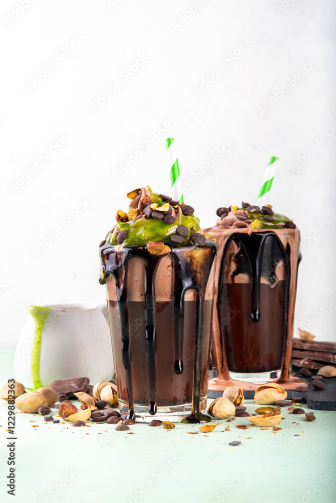 Dubai chocolate milkshake, crazy shake dark chocolate cocktail, with ...