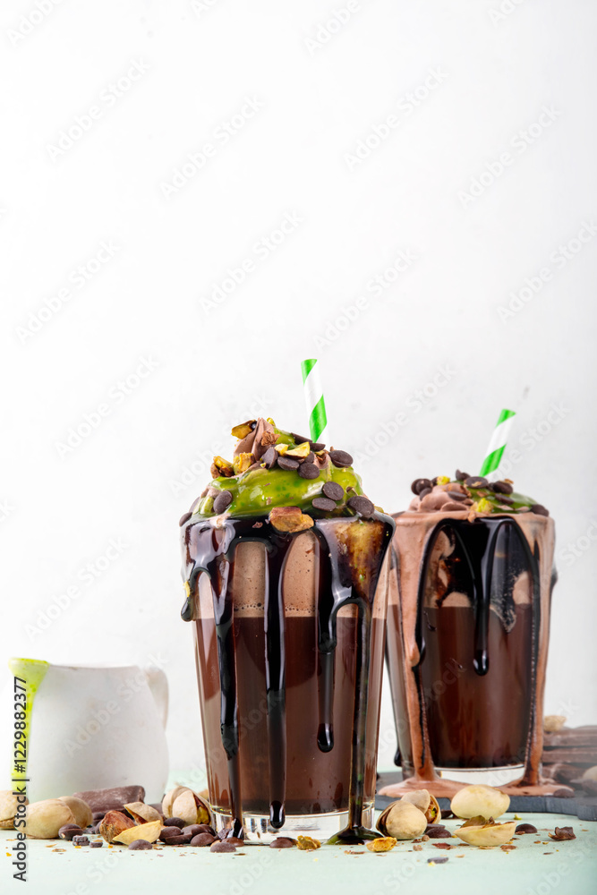 Стокове фото Dubai chocolate milkshake, crazy shake dark chocolate ...