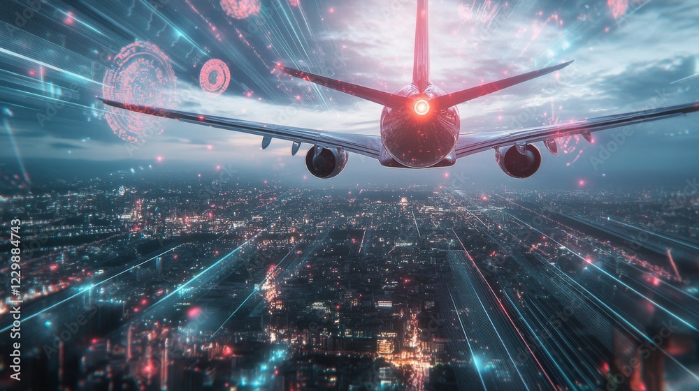 abstract background of futuristic technology screen scan flight radar ...