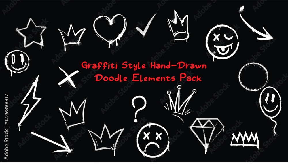 Graffiti Style Hand-Drawn Doodle Elements Pack A collection of hand ...
