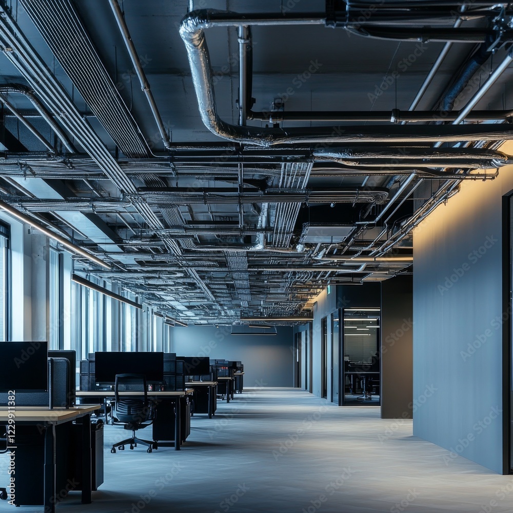 Ilustración de Stock Interior of modern empty office building.Open ...