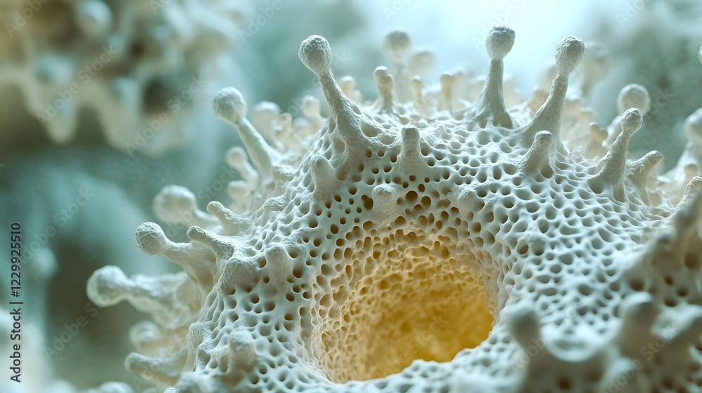 Microscopic Cellular Structure: Intricate details of a cell's surface ...