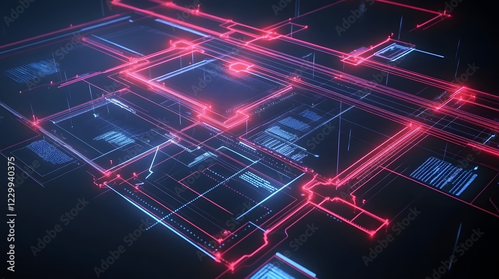 A layered network of glowing lines depicting Security Audit Trails ...