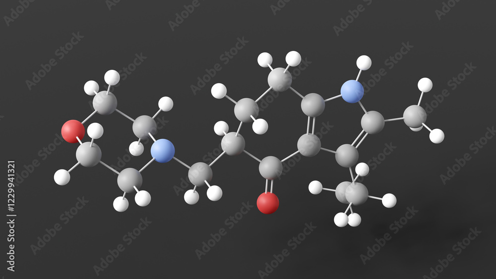 molindone molecule 3d, molecular structure, ball and stick model ...