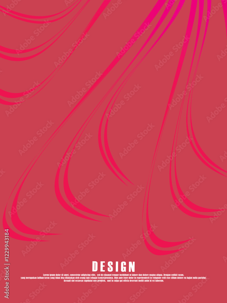 Abstract pink background with wavy lines. Modern vector illustration ...