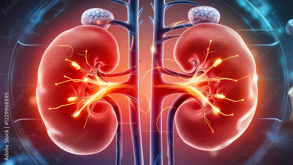 3D Render of Two Anatomically Accurate Kidneys and Internal Structure ...