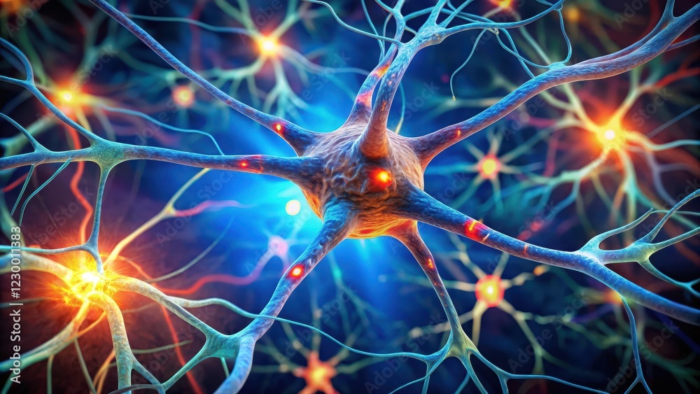 Neuronal axon forming synapse with muscle fiber , neuromuscular ...