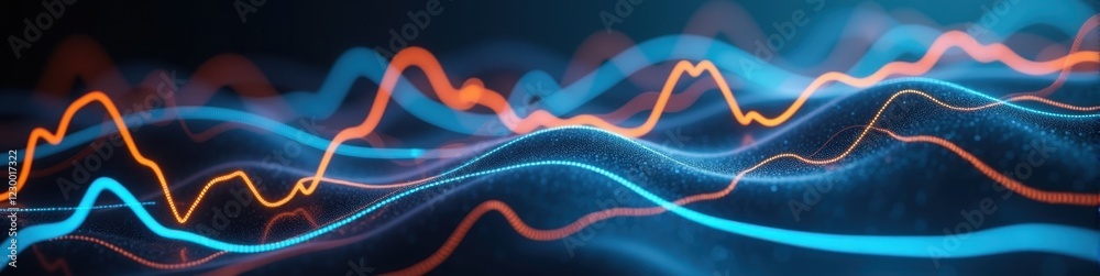 Dynamic overlapping graph lines and shapes in a high-tech color palette ...