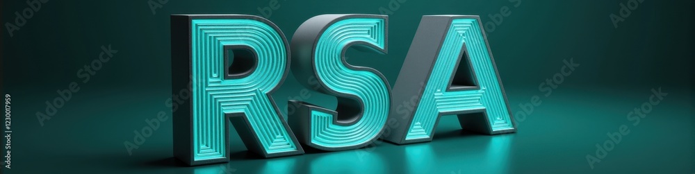 Stock-Illustration „3D block letters 'RSA' and 'AES' with metallic ...