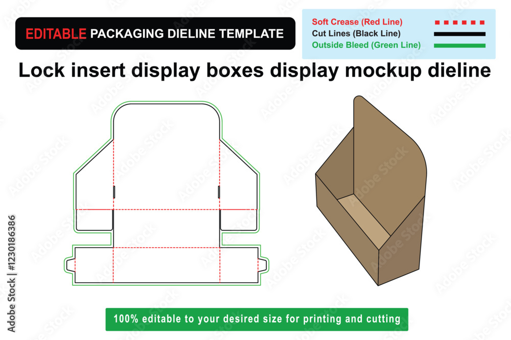 Customizable lock insert display boxes mockup for enhanced product visibility, display boxes ...
