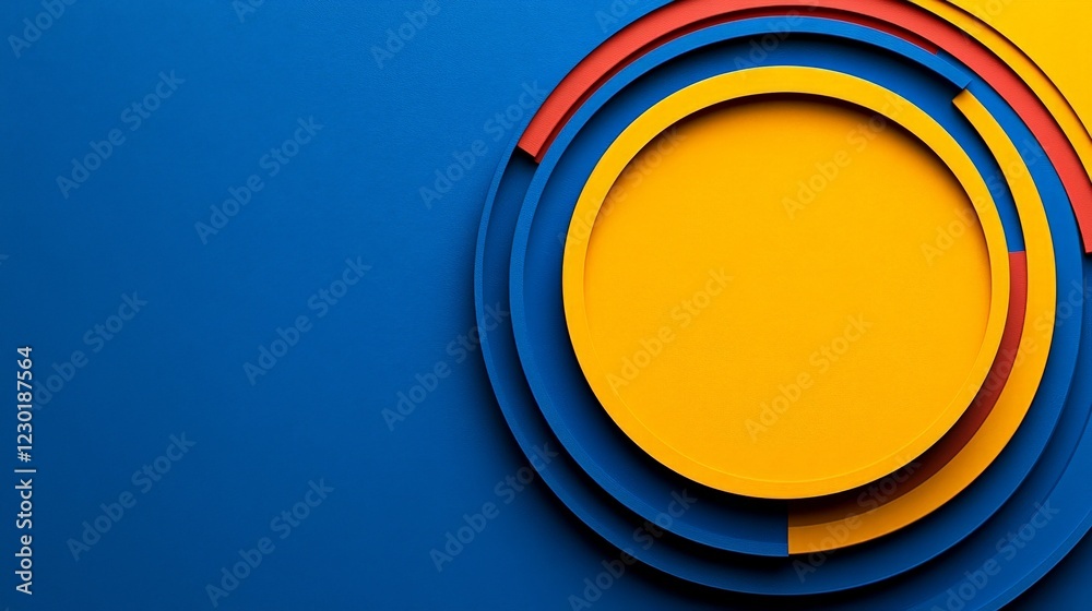 Abstract Circular Design: Vibrant yellow and blue circles create a ...