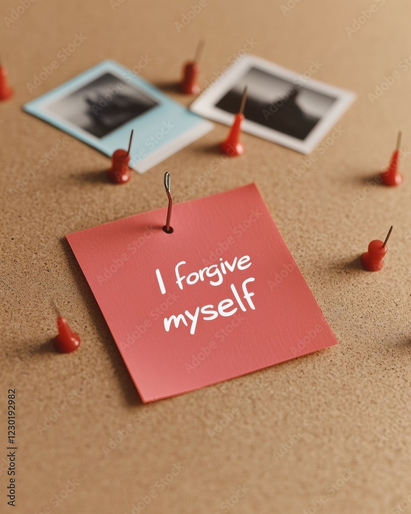 Mindful Reflections Handwritten Forgiveness Note on Corkboard with ...