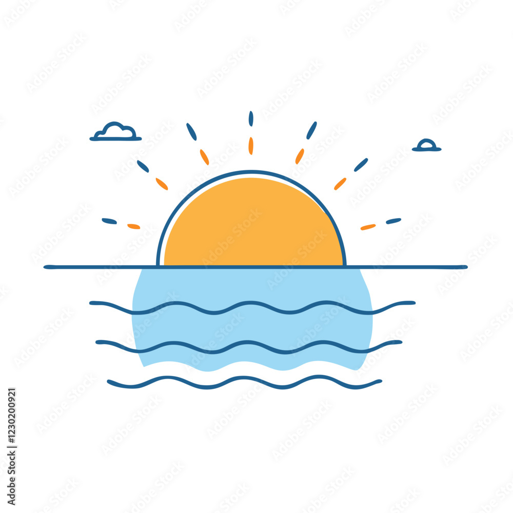 sunset icon, sunset vector illustration-simple illustration of sunset ...