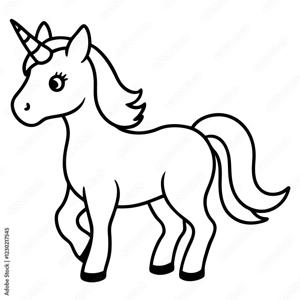 Cute Black Vector Unicorn Line Art Black Vector Silhouette Cartoon ...