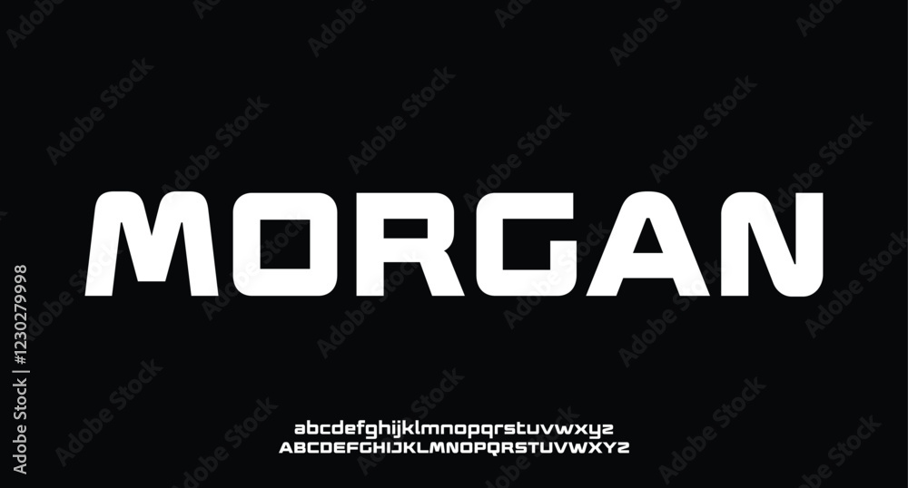 Vector de Stock Morgan, Modern Bold Font. Sans Serif Font. Regular ...