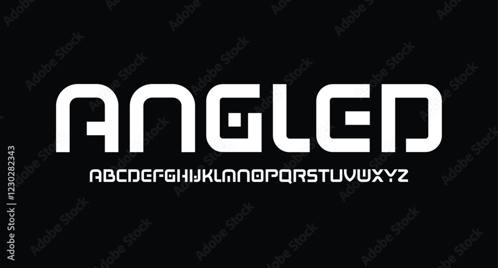 Angled, Modern Bold Font. Sans Serif Font. Regular Uppercase Lowercase ...