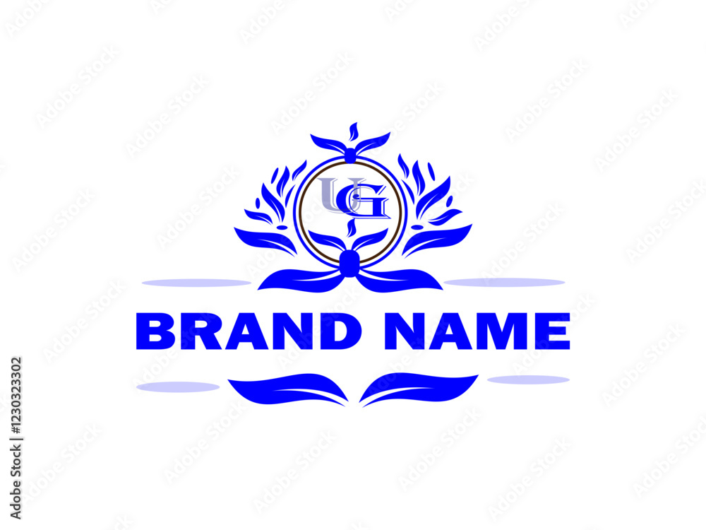 initial letter logo UG gold and white color, with stamp and circle ...