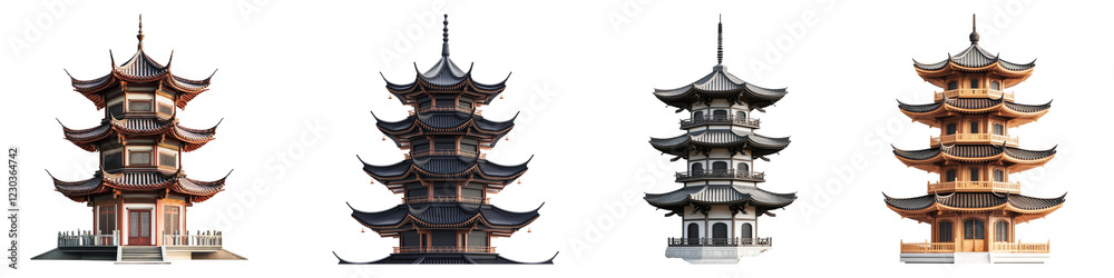 Embracing the frills of a pagoda style house design isolated on ...